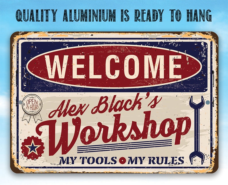 Tin Personalized Workshop Sign 8 X 12 or - Etsy