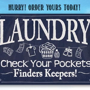 Tin Laundry Check Your Pockets Durable Metal Sign Use Indoor/outdoor ...