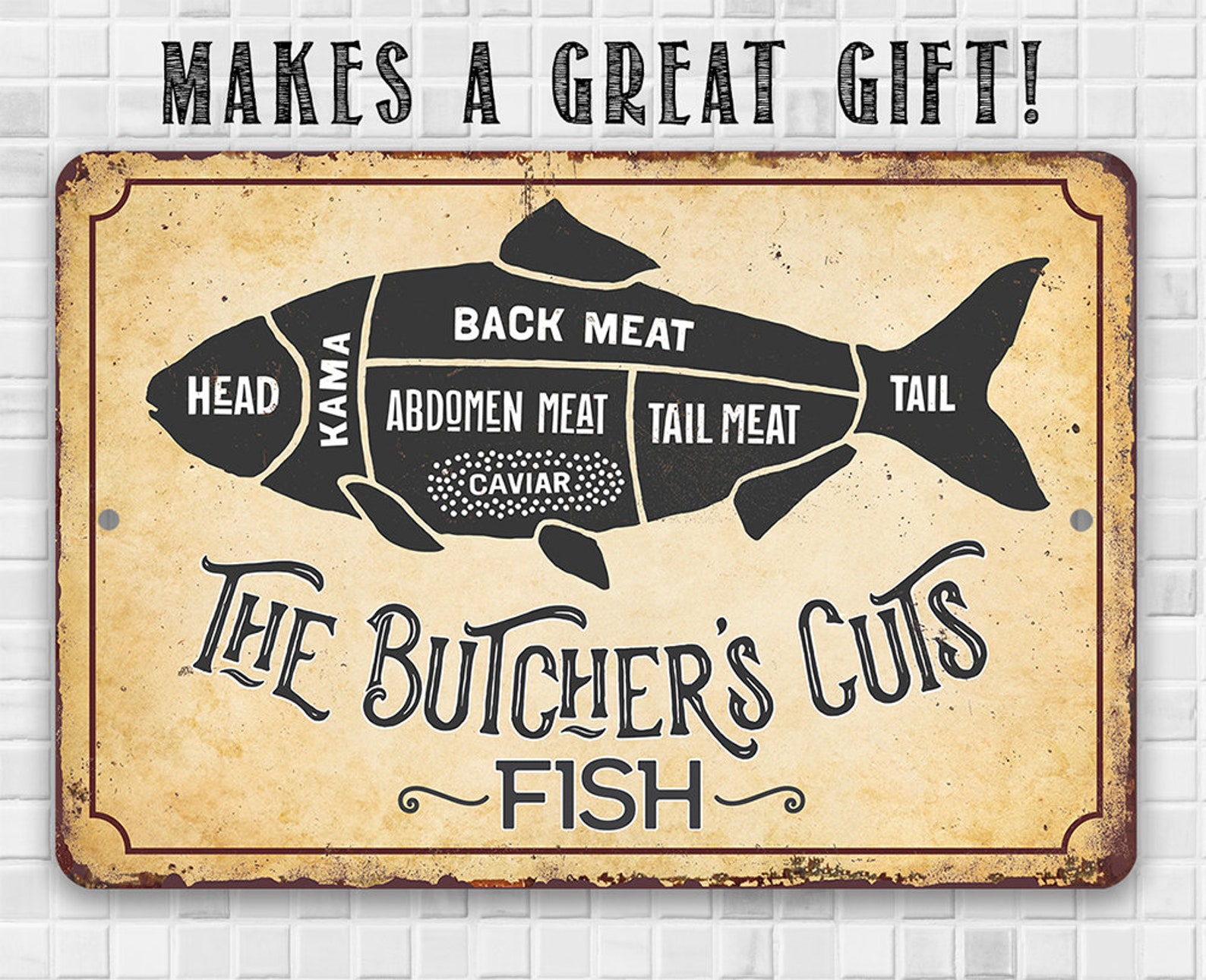 Tin Metal Sign the Butcher's Cut Fish-8 X | Etsy