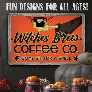 Witches Brew Coffee Co 8 X 12 or 12 X 18 Aluminum Tin Awesome Metal ...