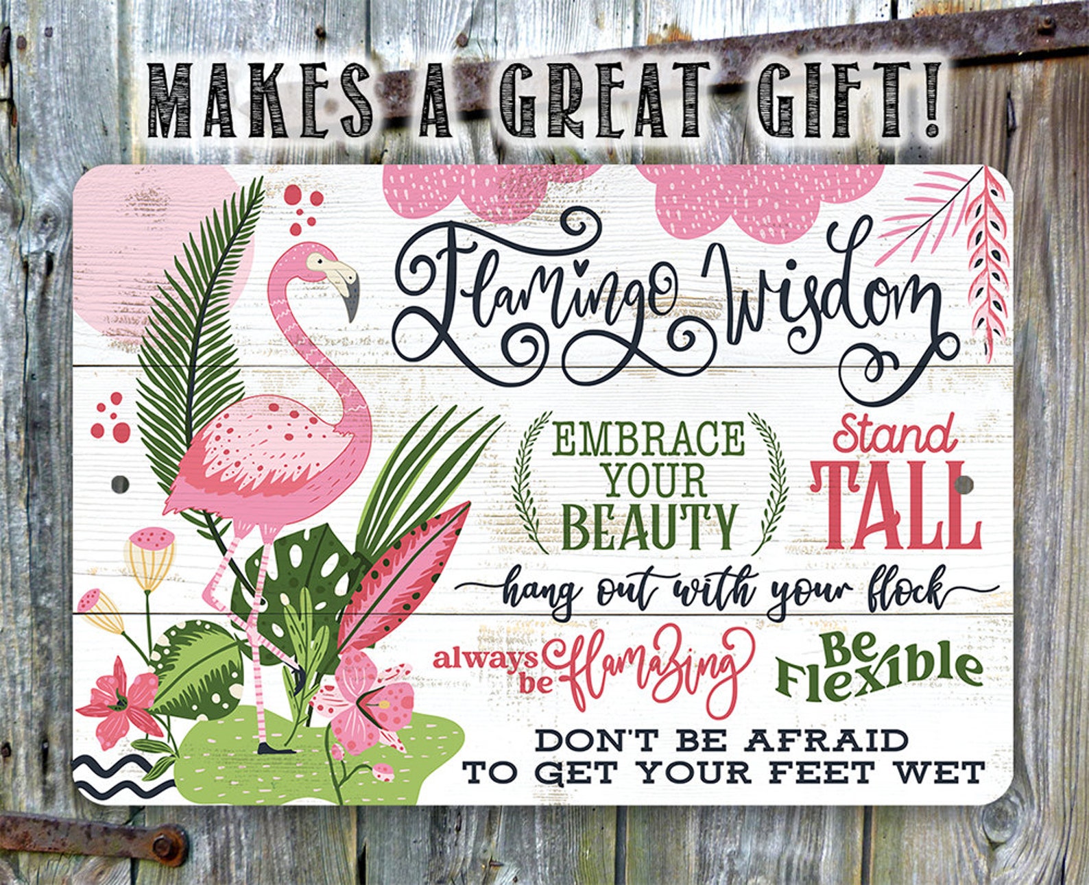 Tin Metal Sign Flamingo Wisdom 8x12 / - Etsy