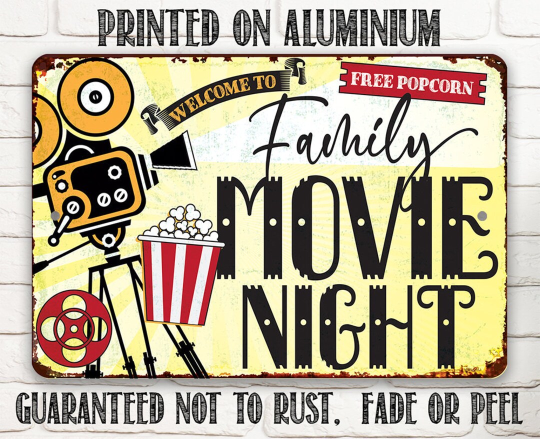 Tin Metal Sign Family Movie Night 8 X 12 or 12 X 18 Use Indoor/outdoor ...