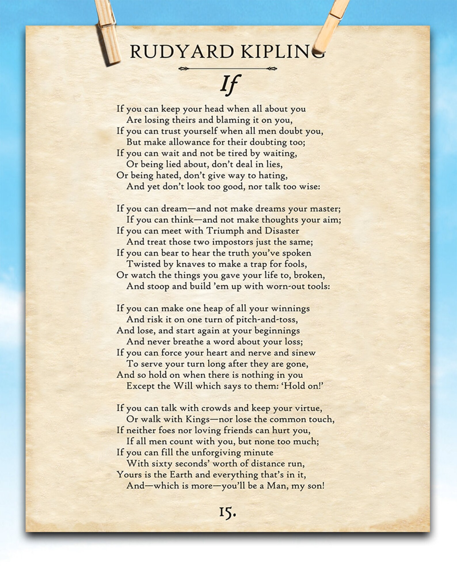 Rudyard Kipling If 11x14 Unframed Book Page Print Great | Etsy