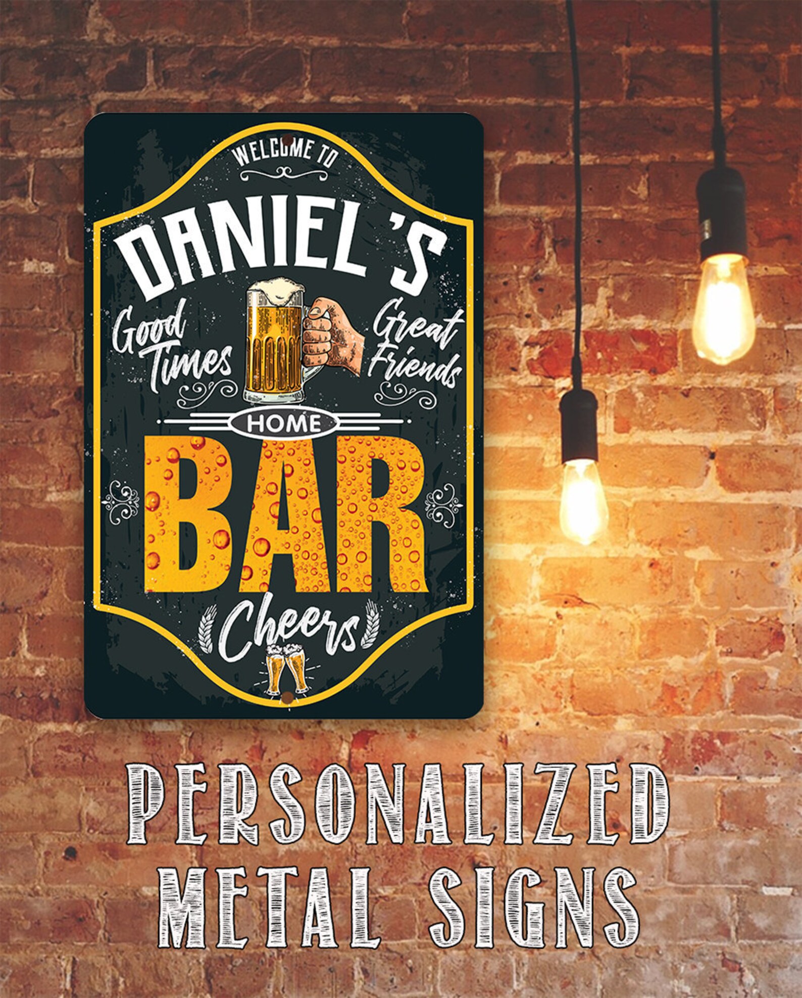 Tin Personalized Bar Metal Sign 8x12 / | Etsy