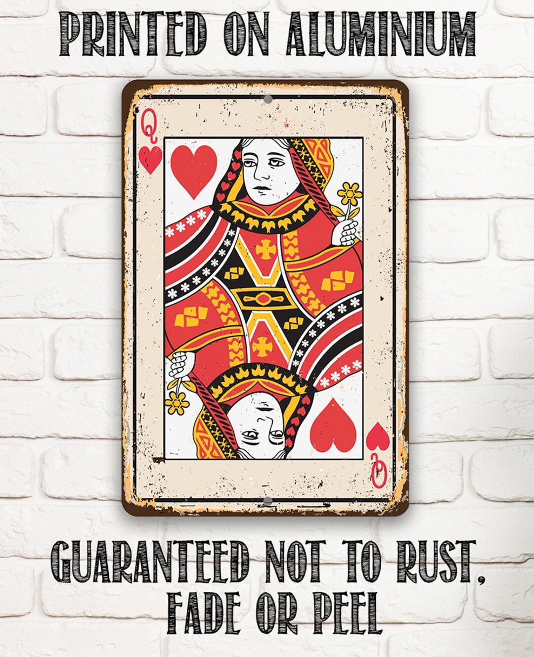 Tin Metal Sign Queen of Hearts Card 8 X 12 or 12 X 18 Use Indoor ...