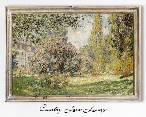 Spring Garden Landscape Oil Painting Download Green Toned - Etsy