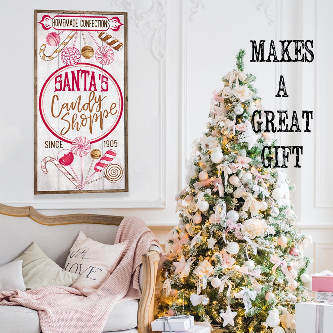 Santa's Candy Shoppe-canvasnot Printed on Wood Stretched-christmas ...