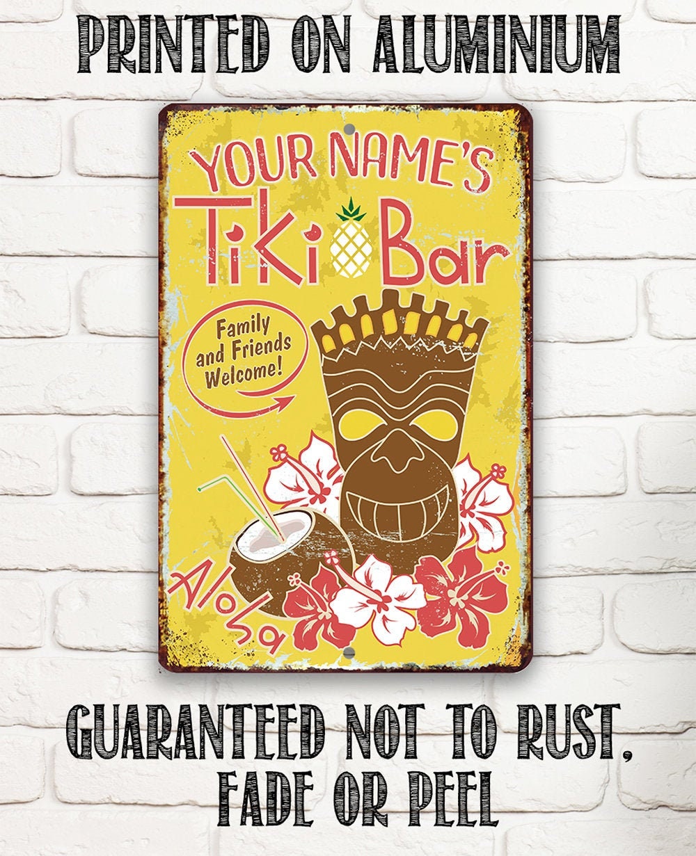 Personalized Tiki Bar-Metal Sign 8 x 12 or | Etsy
