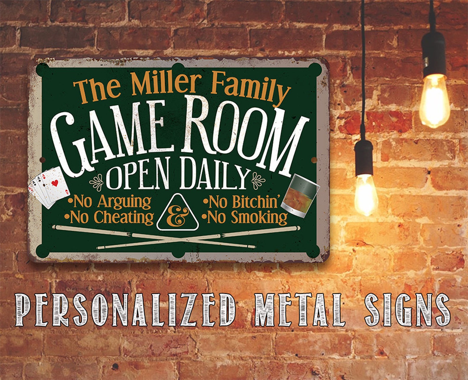 Personalized Game Room Sign-8 X 12 or 12 X | Etsy