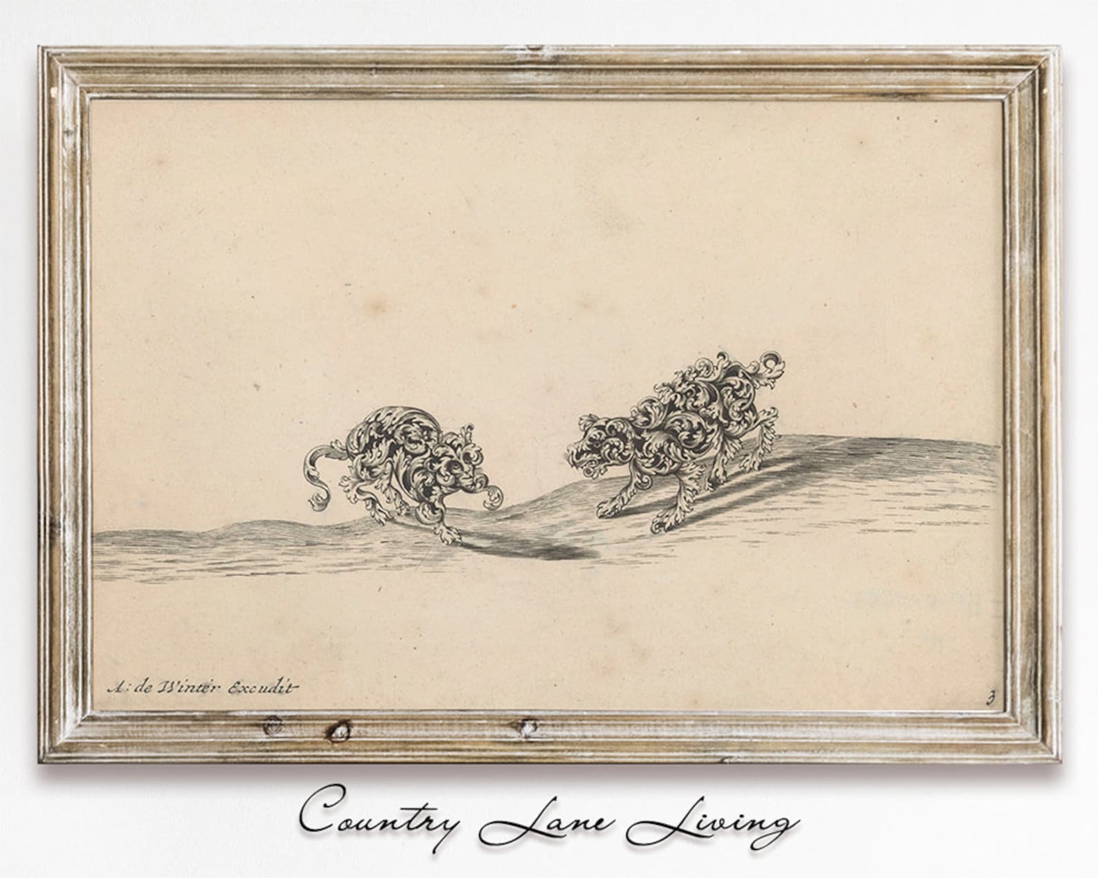 Filigree Calligraphy Dog and Cat Fighting Drawing Download | Etsy