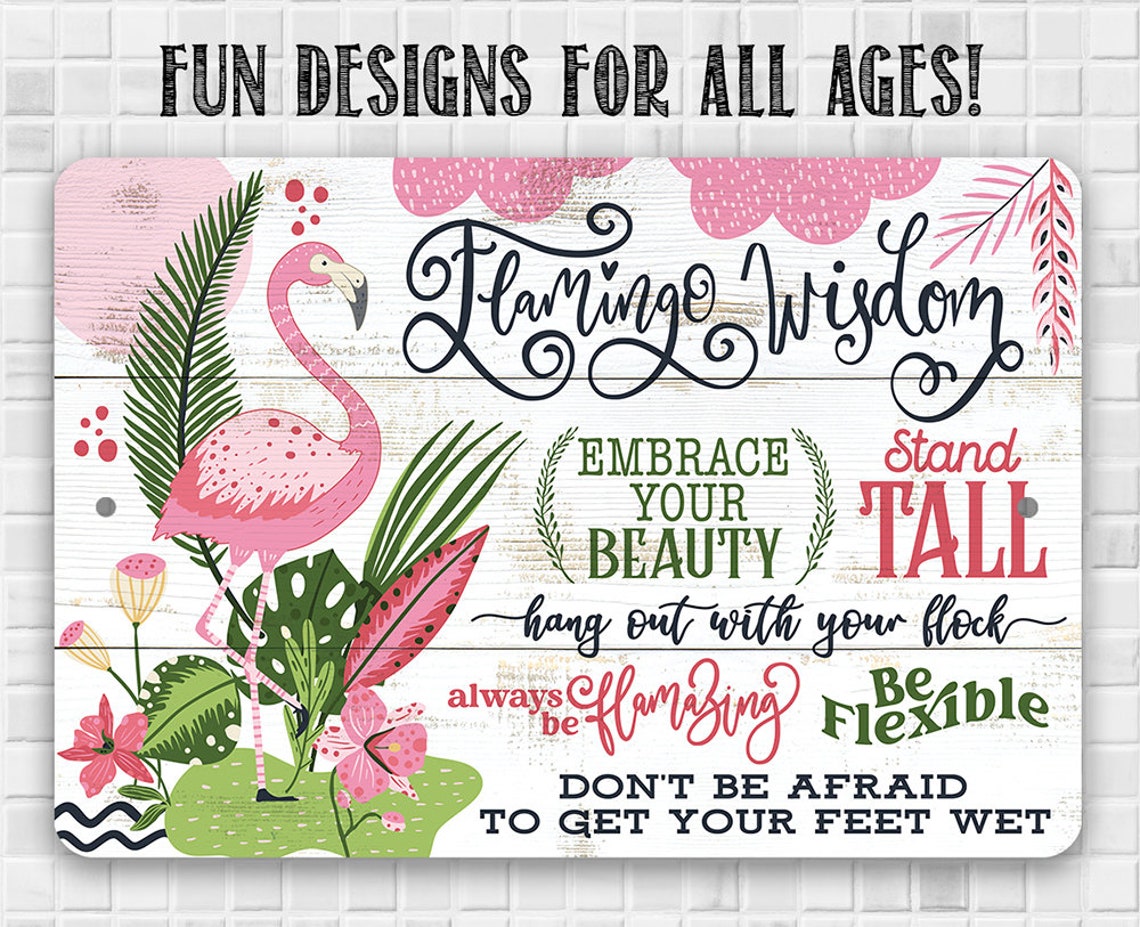 Tin Metal Sign Flamingo Wisdom 8x12 / | Etsy