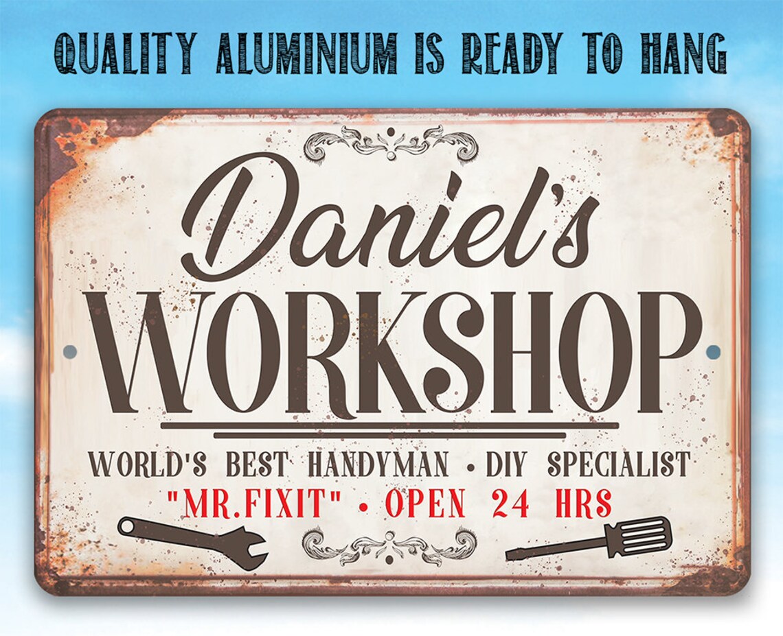 Personalized Metal Sign Workshop Tin 8x12 or - Etsy