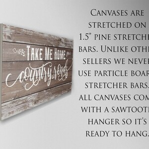 Country Roads Large Canvas Wallnot Printed on Woodstretched on a Heavy ...