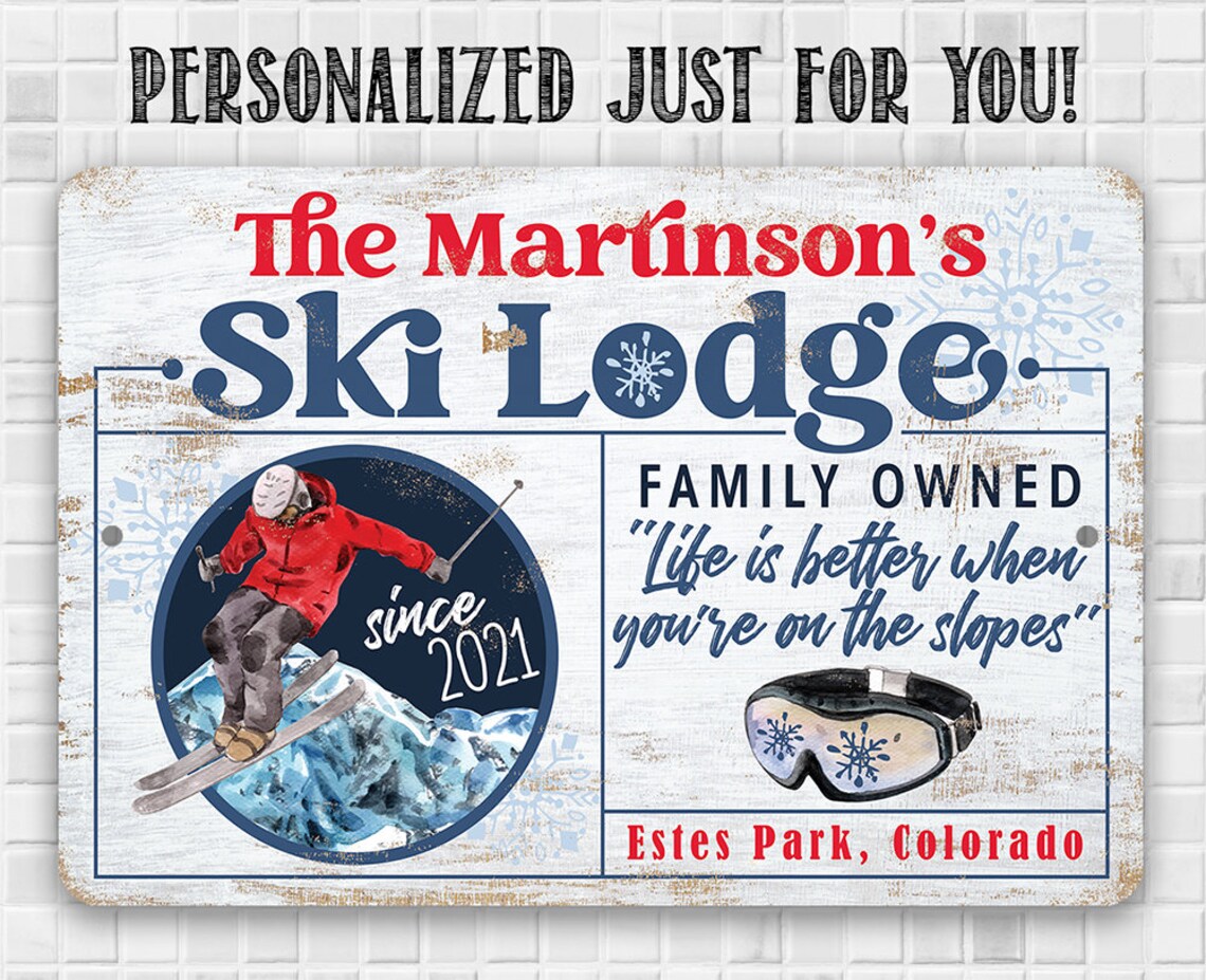 Personalized Ski Lodge Metal Sign 8 X 12 or - Etsy