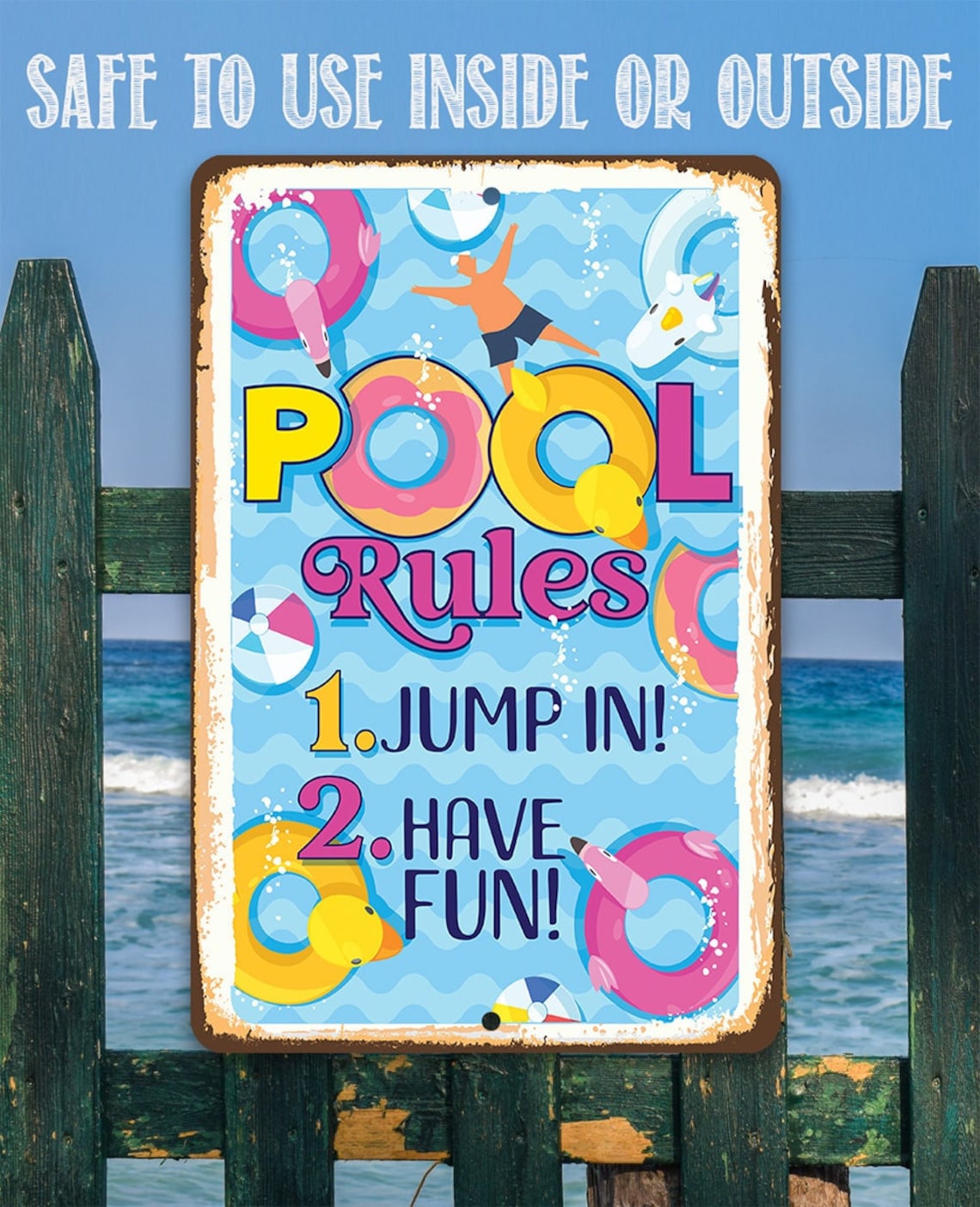 Pool Rules Jump In Have Fun 8 X 12 or 12 - Etsy