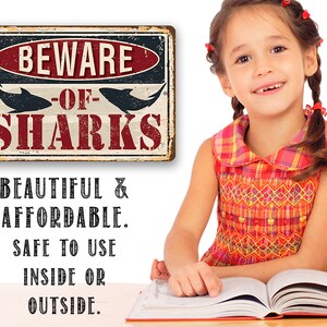 Tin Metal Sign Beware of Sharks 8x12/12x18 Use Indoor/outdoor Gift and ...