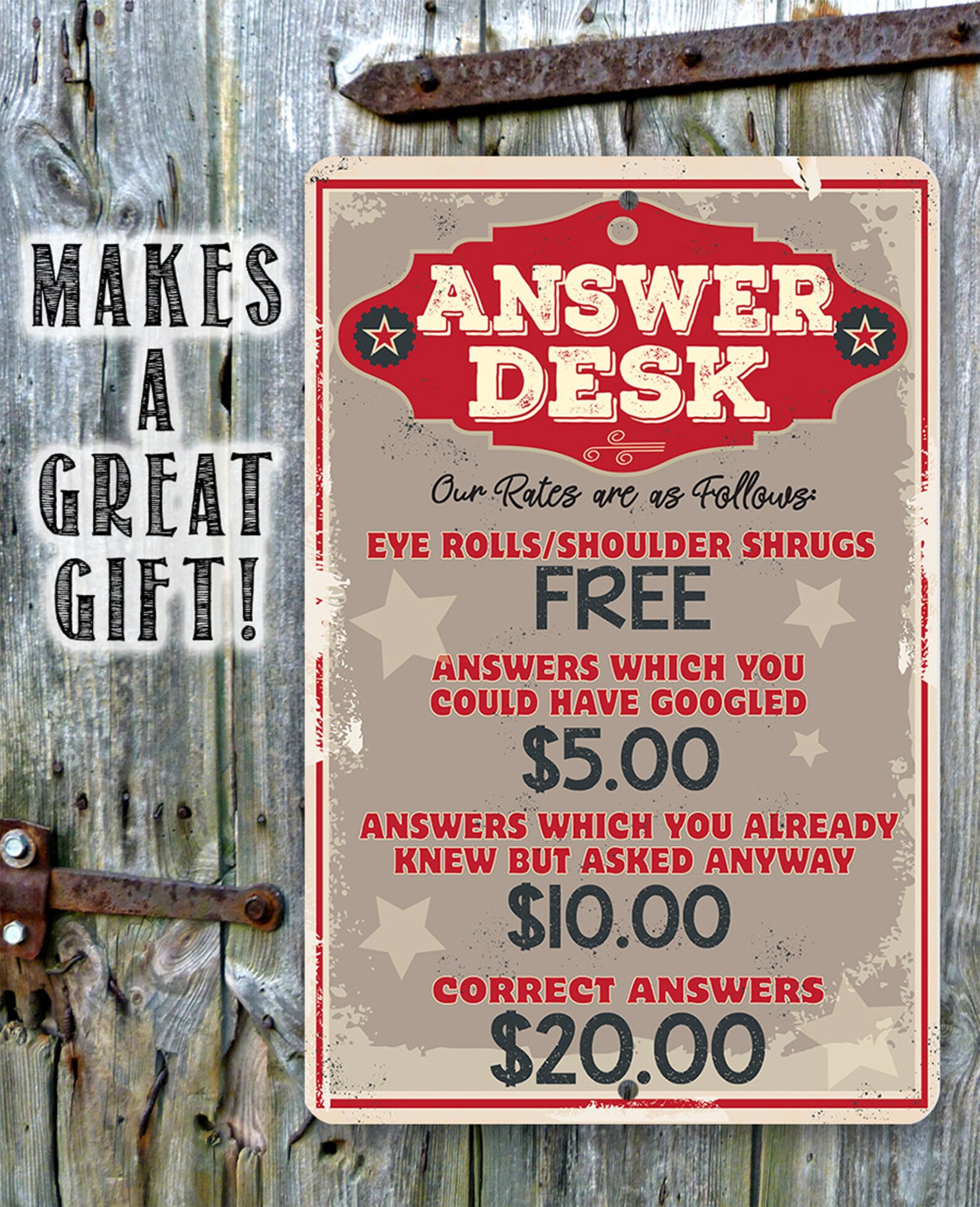 Personalized Tin Answer Desk Metal Sign 8 X - Etsy