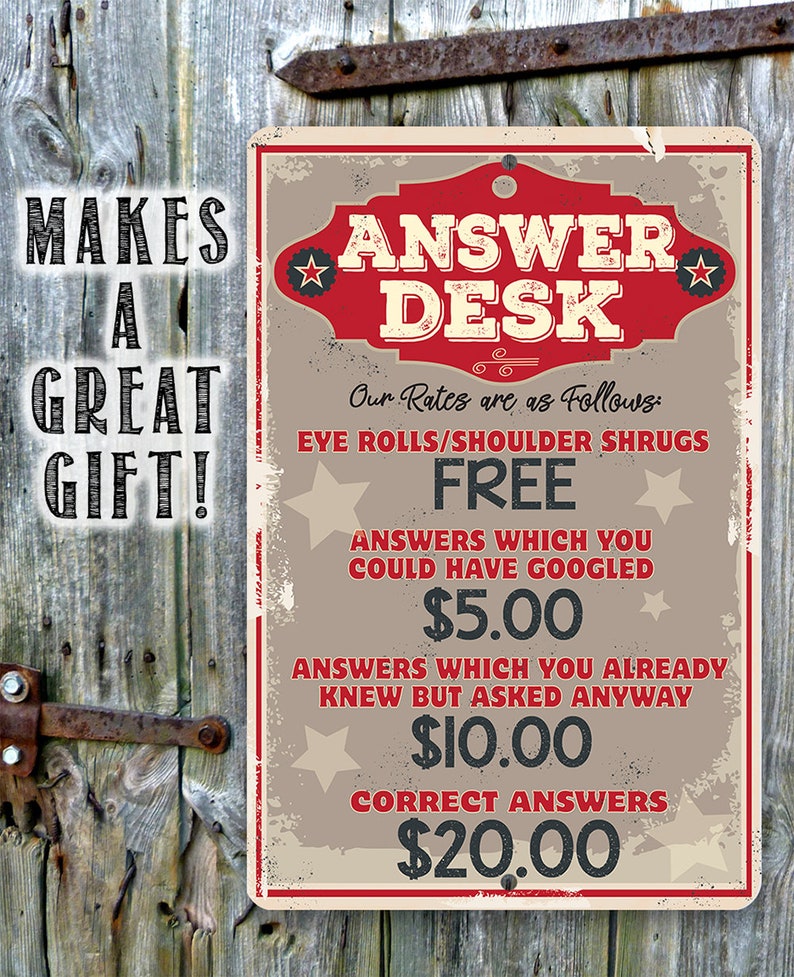 Personalized Tin Answer Desk Metal Sign 8 X - Etsy