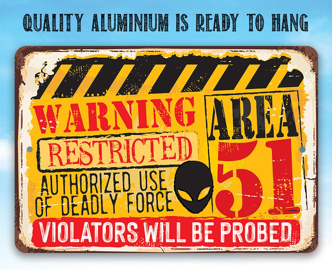 Tin Warning Area 51 Metal Sign - Etsy