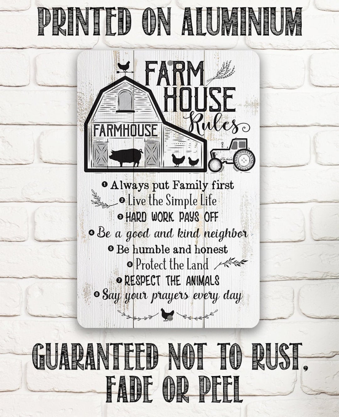 Tin Farmhouse Rules Metal Sign Choose 8x12 or 12x18 Use Indoor or ...