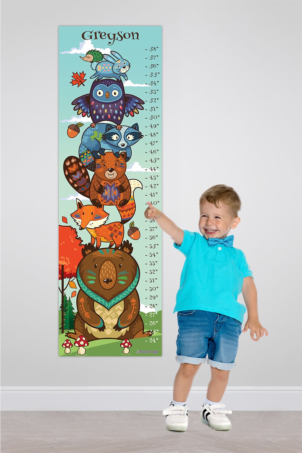 Woodland Creatures Personalized Growth Chart Repositionable - Etsy