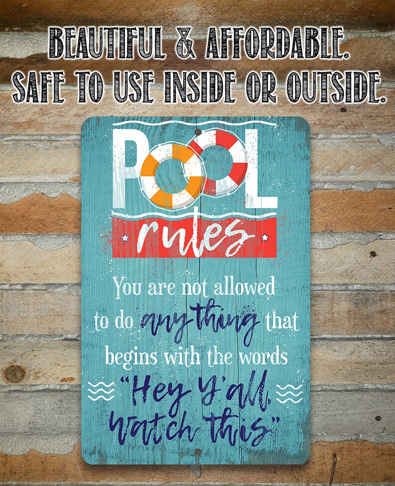 Tin Pool Rules Durable Metal Sign 8 X 12 or - Etsy