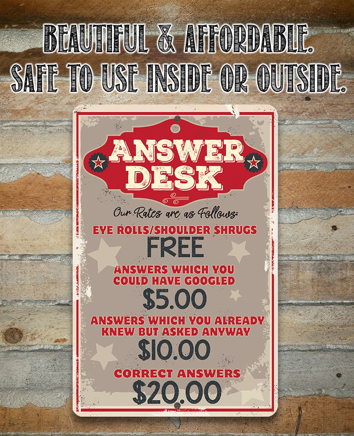 Personalized Tin Answer Desk Metal Sign 8 X - Etsy
