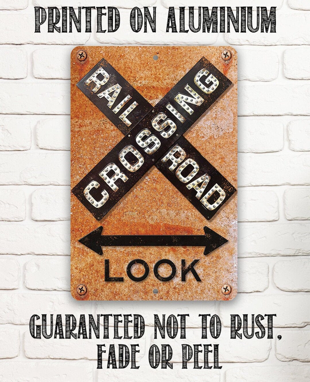 Metal Sign Railroad Crossing 8x12 or 12x18 Durable Metal Sign Use ...