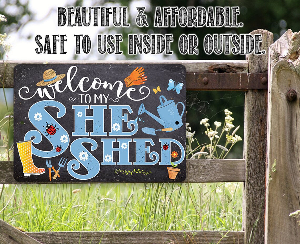 Metal Sign She Shed Blue Tin 8 X 12 or - Etsy