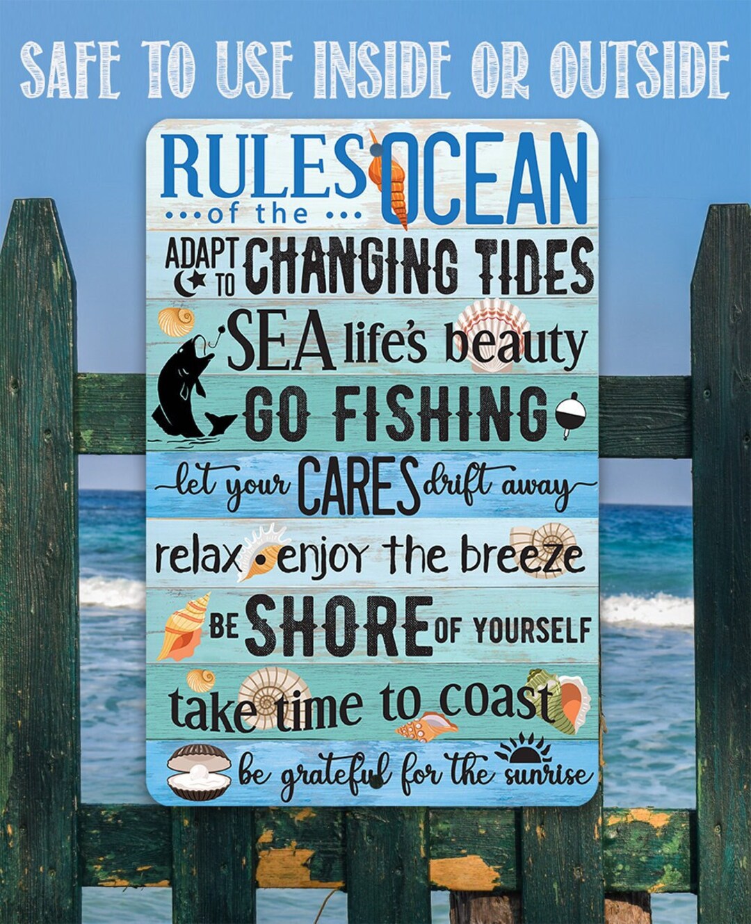 Tin Rules of the Ocean Durable Metal Sign 8 X - Etsy