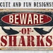 Tin Metal Sign Beware of Sharks - Etsy