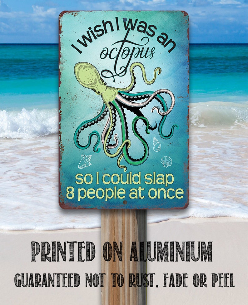 Tin I Wish I Was an Octopus Metal Sign 8 X 12 - Etsy