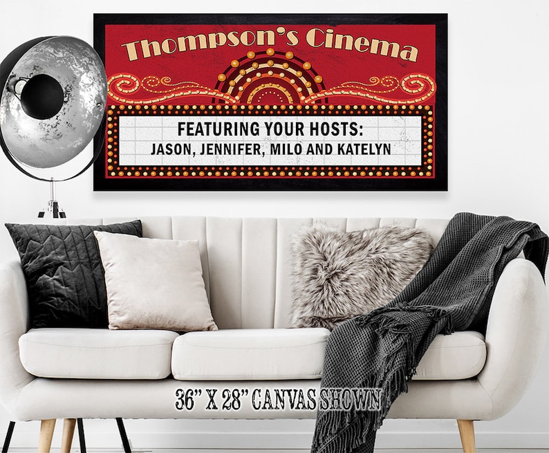 Personalized Large Canvas Cinema Lounge Stretched on Wood | Etsy