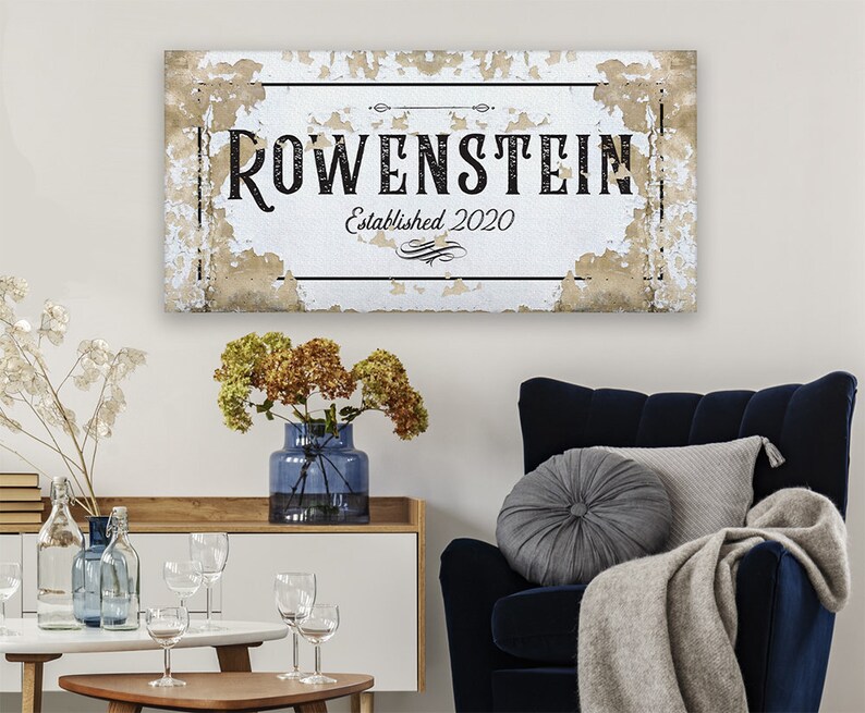 Personalized Large Canvas Family Name Stretched on Wood - Etsy