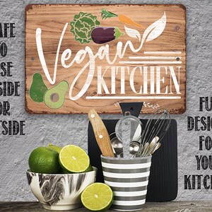 Tin Vegan Kitchen Metal Sign 8 X 12 or 12 X 18 Use Indoor/outdoor Great ...