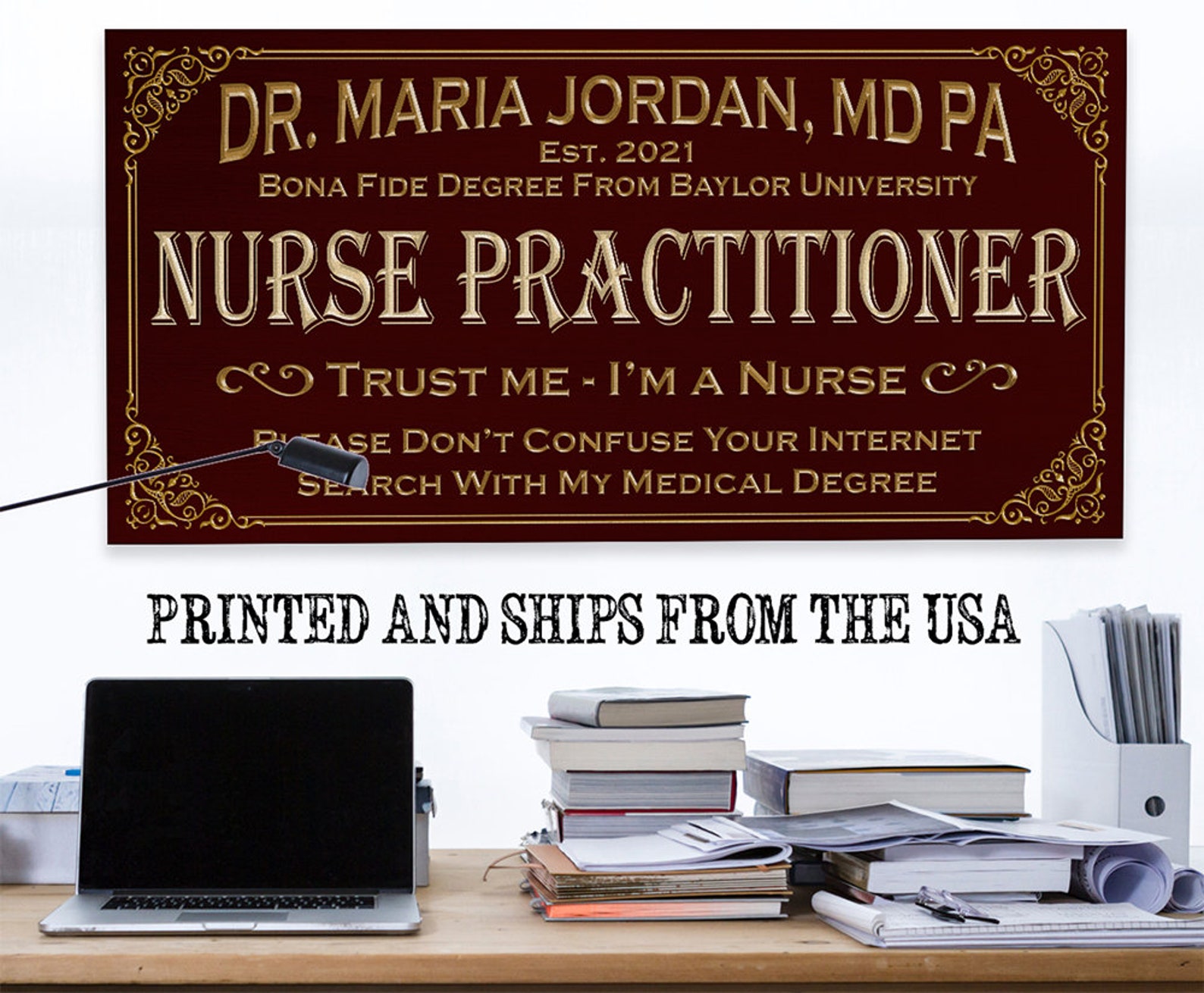 Large Nurse Practitioner Personalized Canvas for Clinics | Etsy