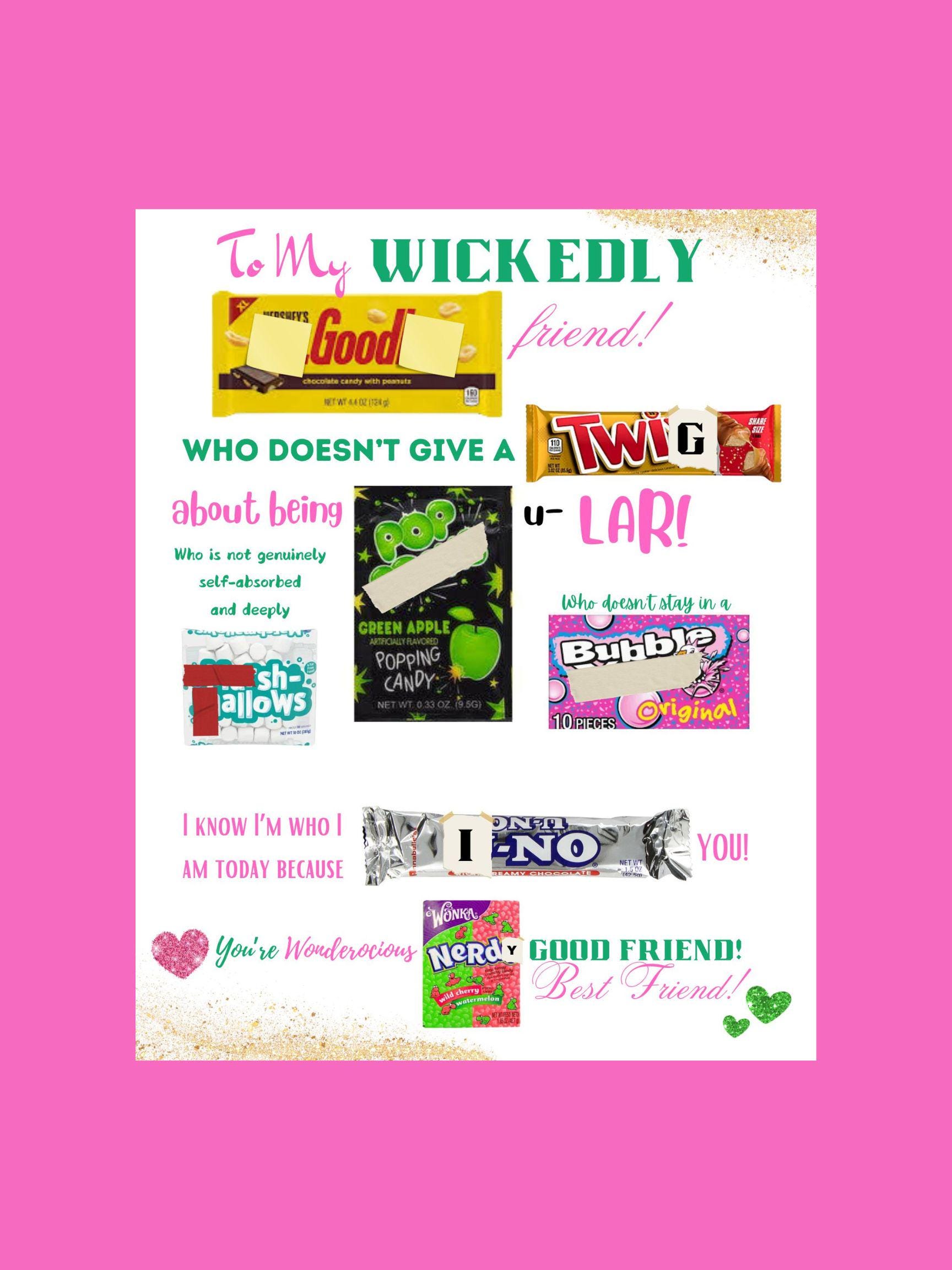 Wicked Candy Bar Poster, Friend, Candy, Poster, Thank You, Gift, Simple ...