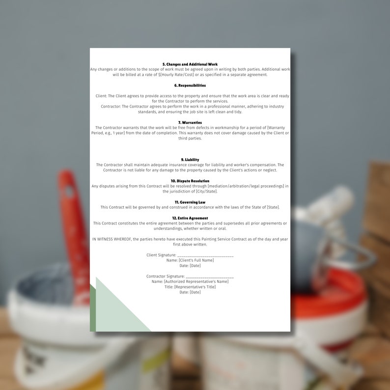 Professional Painting Contract Agreement, Painting Contractor ...