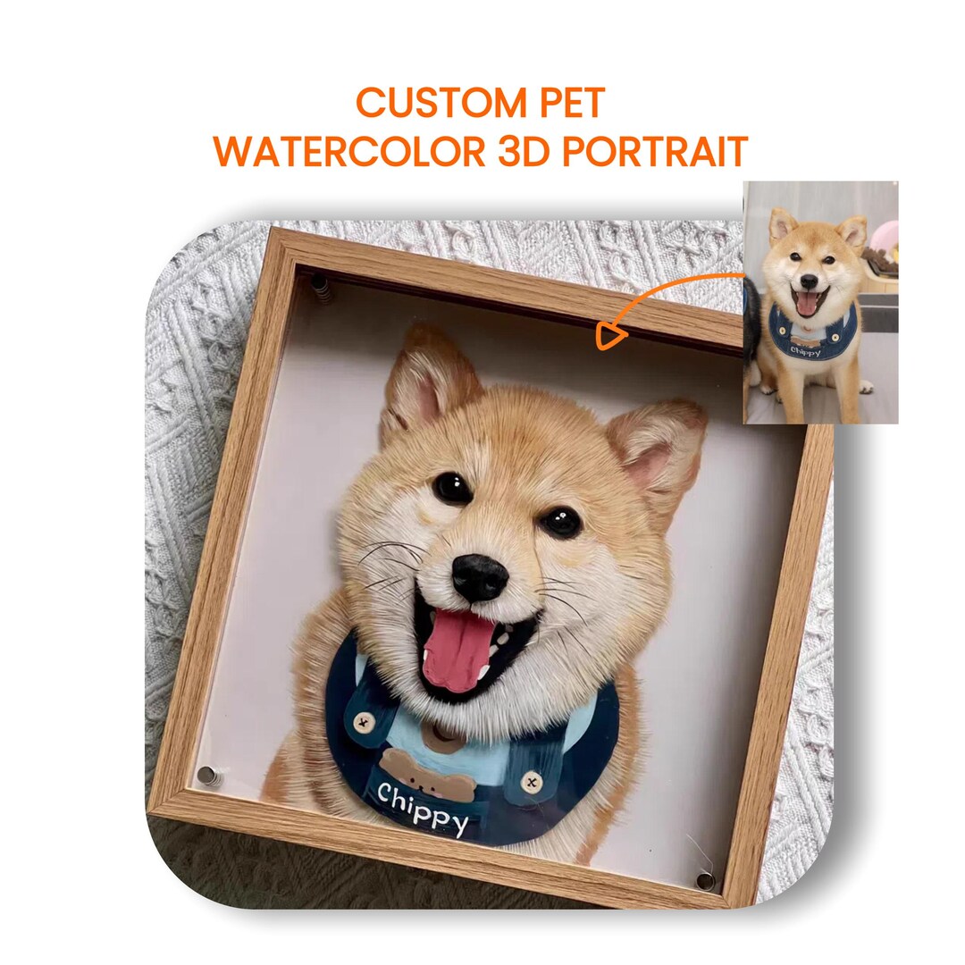 Custom Pet Portrait,custom 3D Pet Portrait,hand-illustrated Custom Portrait,pet Memoroal Gift ...