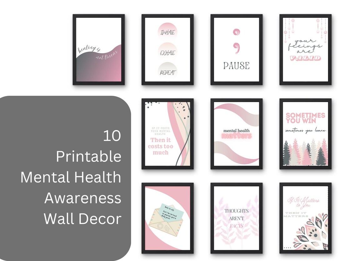 Printable Boho Mental Health Wall Decor. Perfect for Therapist or ...