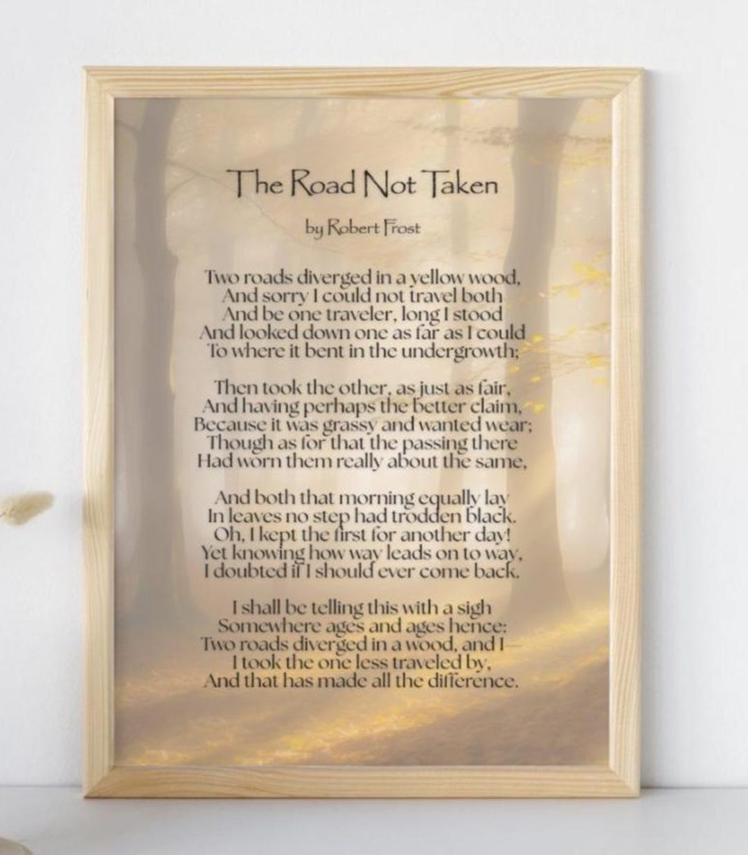 Robert Frost Poem Print: the Road Not Taken, Forest Wall Art (digital ...