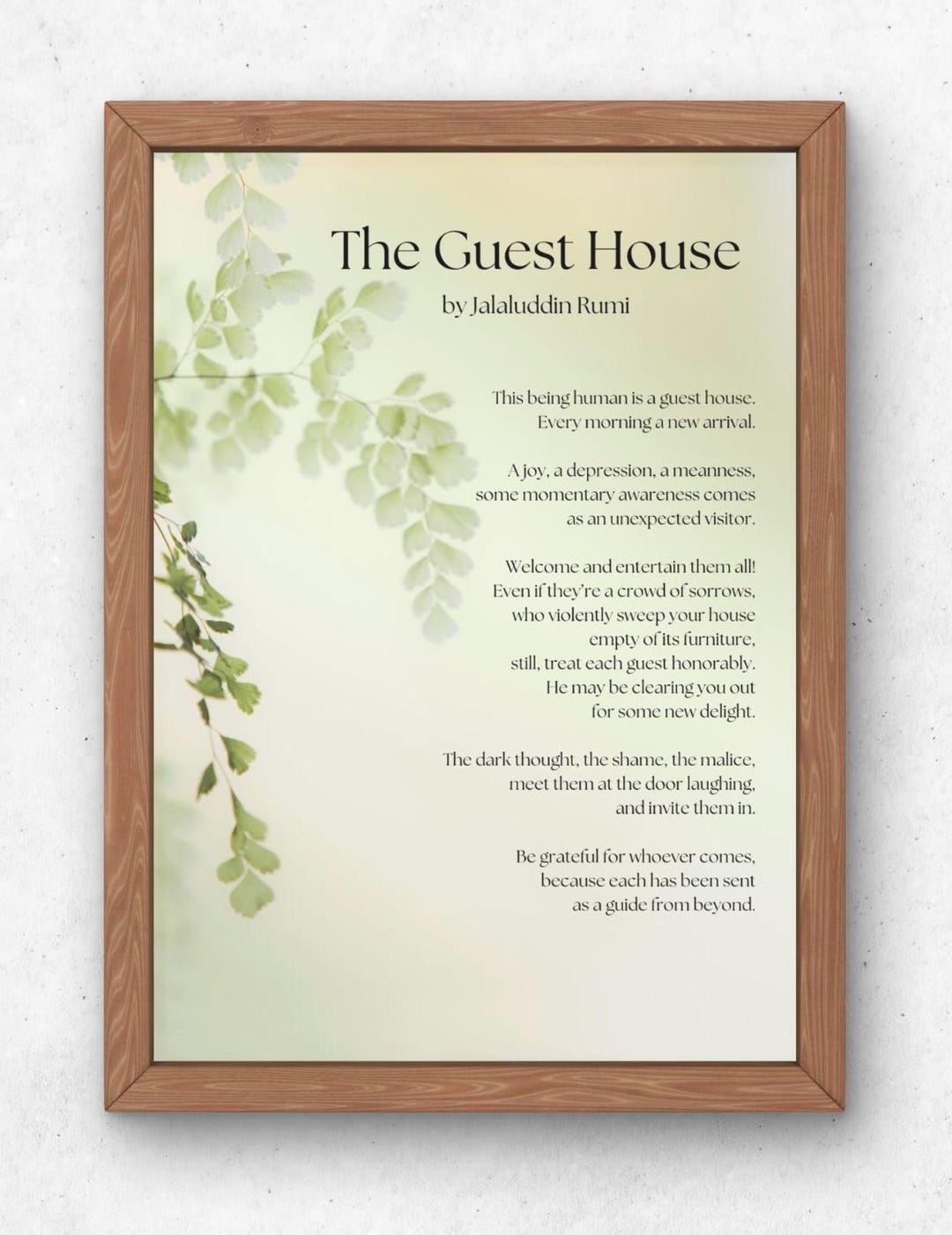 The Guest House by Rumi Printable | Rumi Poem Wall Art | Inspirational ...