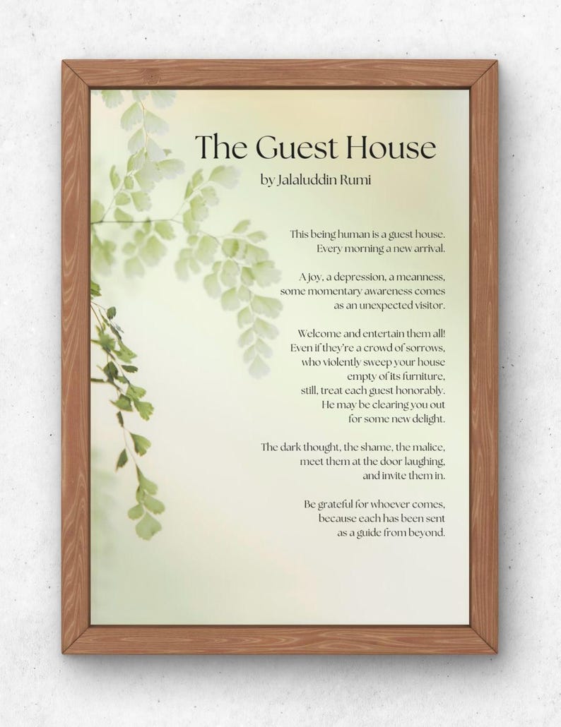 The Guest House by Rumi Printable | Rumi Poem Wall Art | Inspirational ...