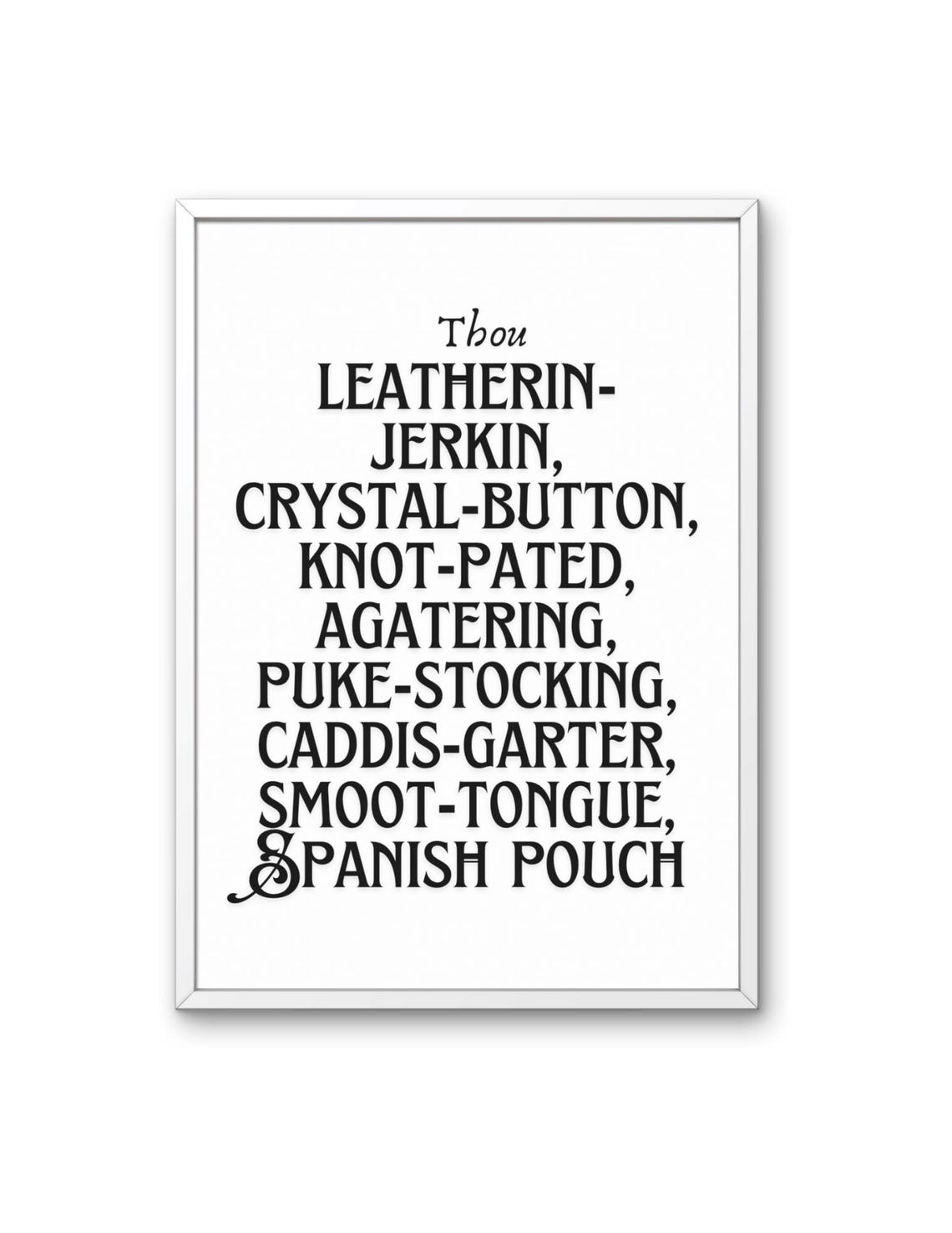 Shakespeare Insults Print Set: Funny Vintage Literary Quotes (PDF ...