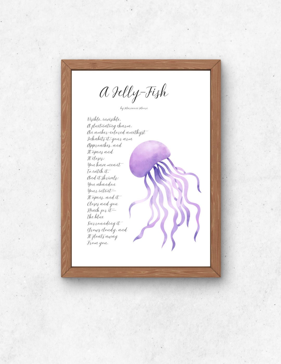 A Jelly-fish Poem by Marianne Moore Printable. Perfect Wall Decor for ...