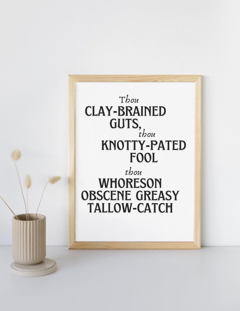 Shakespeare Insults Print Set: Funny Vintage Literary Quotes (PDF ...