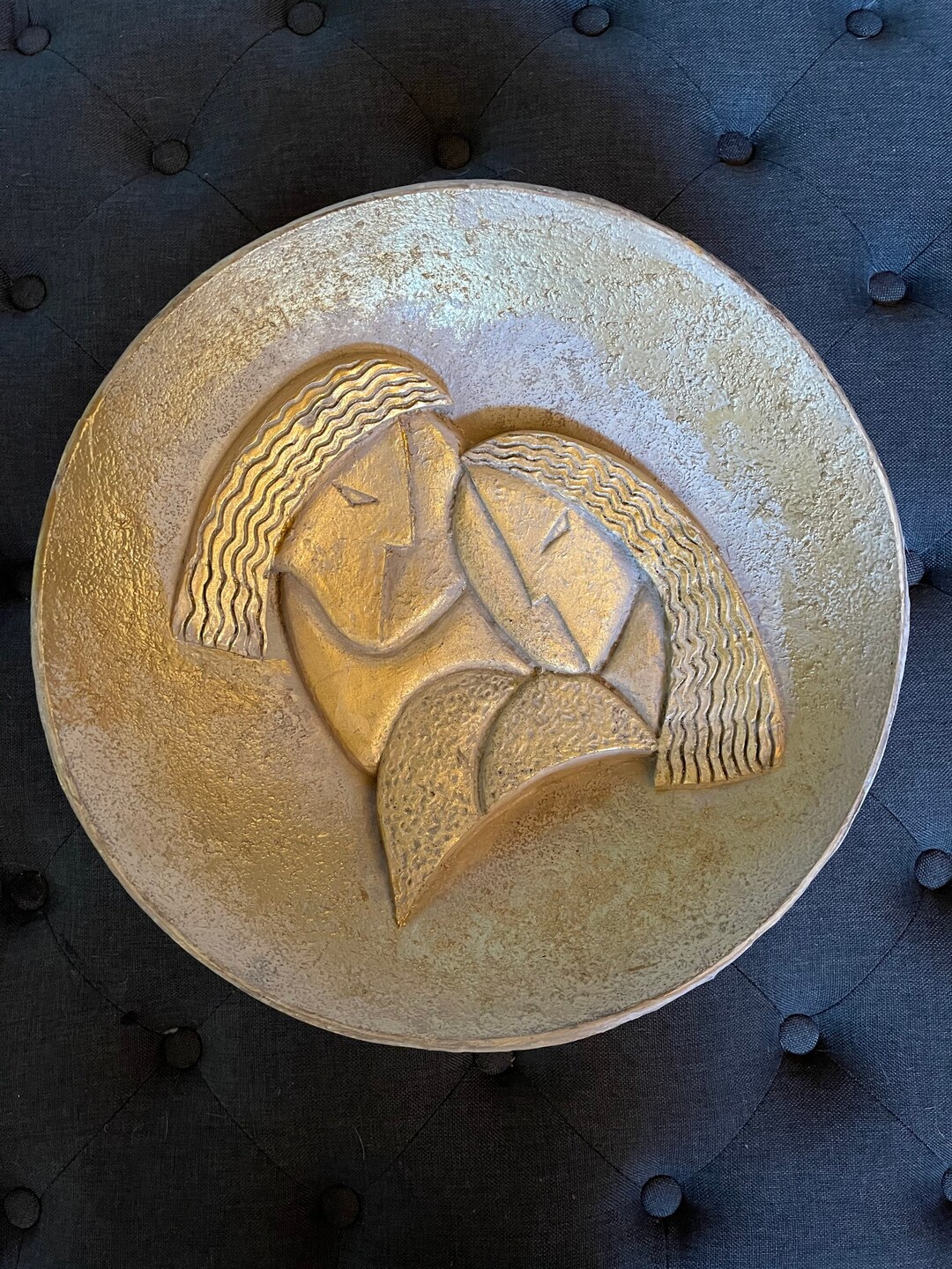 Vintage Jaru Expressionism Pottery Bowl: Gold Tone Cubist Centerpiece - Etsy