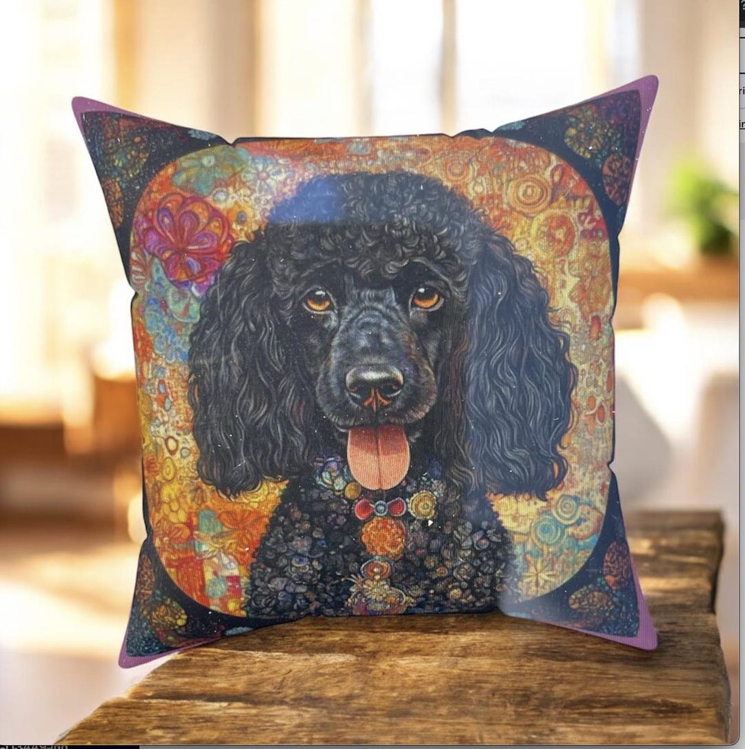 Black Poodle Art Pillow: Faux Suede Dog Lover Home Decor - Etsy