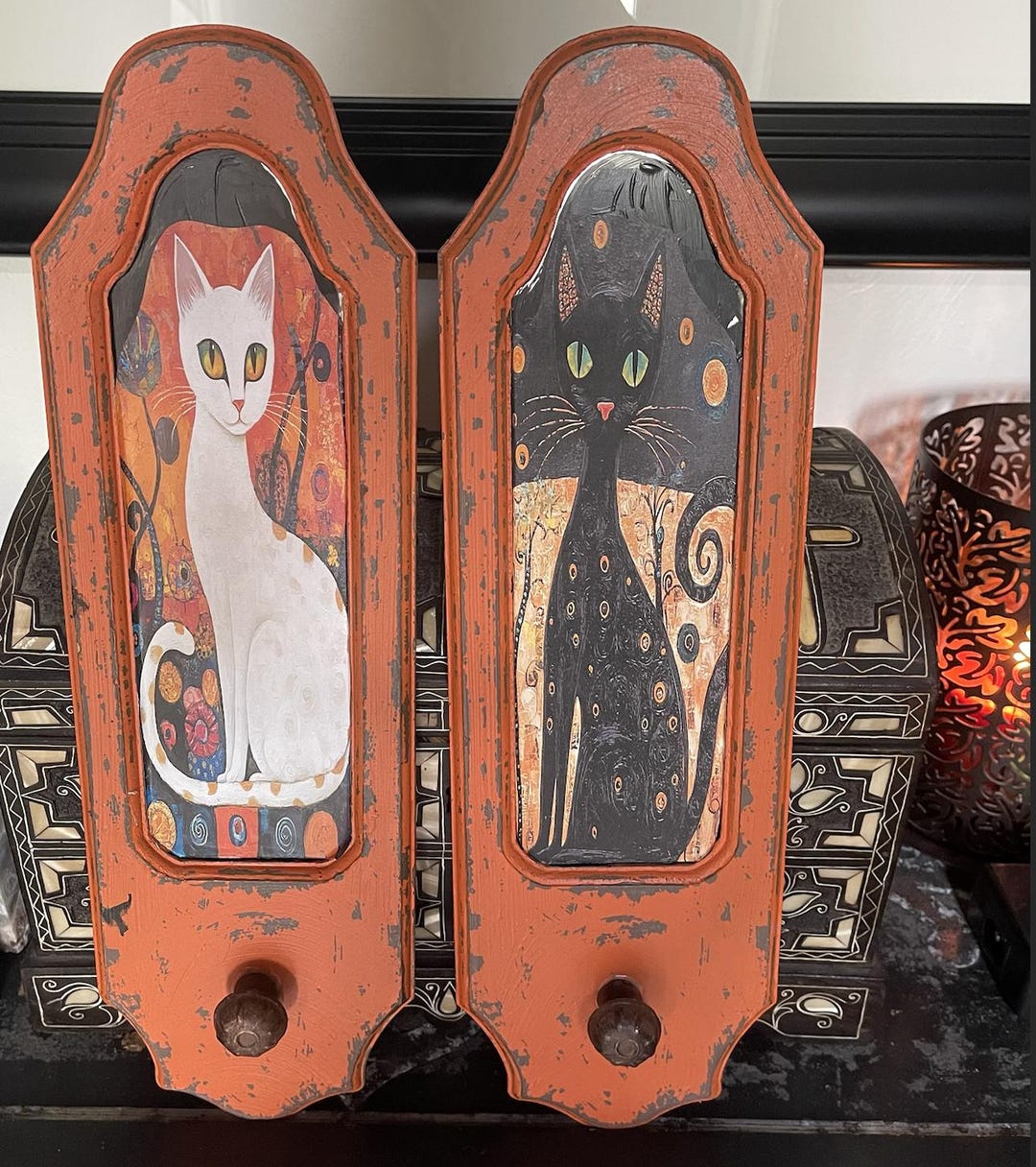 Slim Cats Wall Decor, Black Cat, White Cat, Fall Decor, Halloween, Cat ...