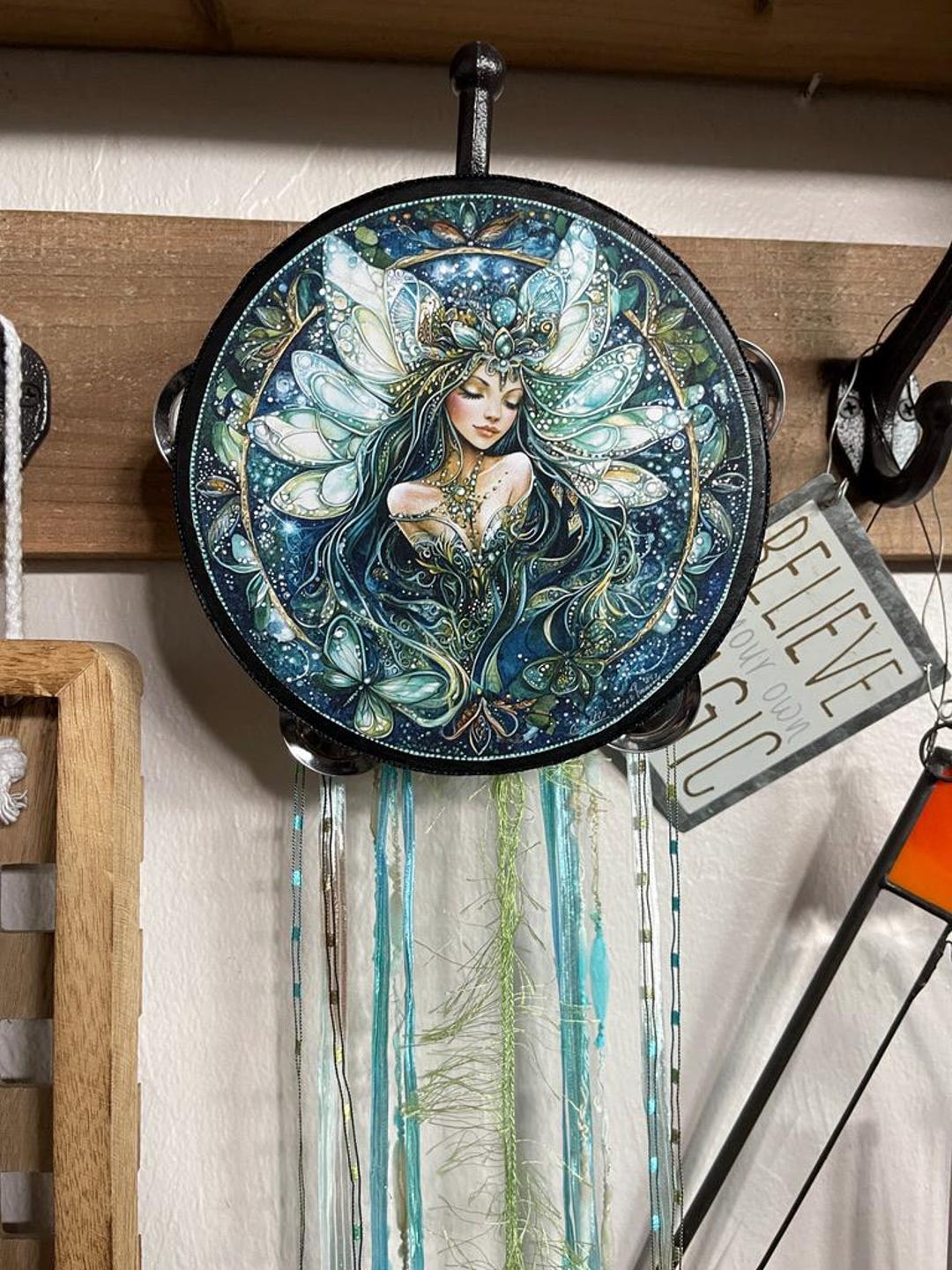 Enchanted Water Sprite Tambourine and Ribbon Wall Accent - Etsy